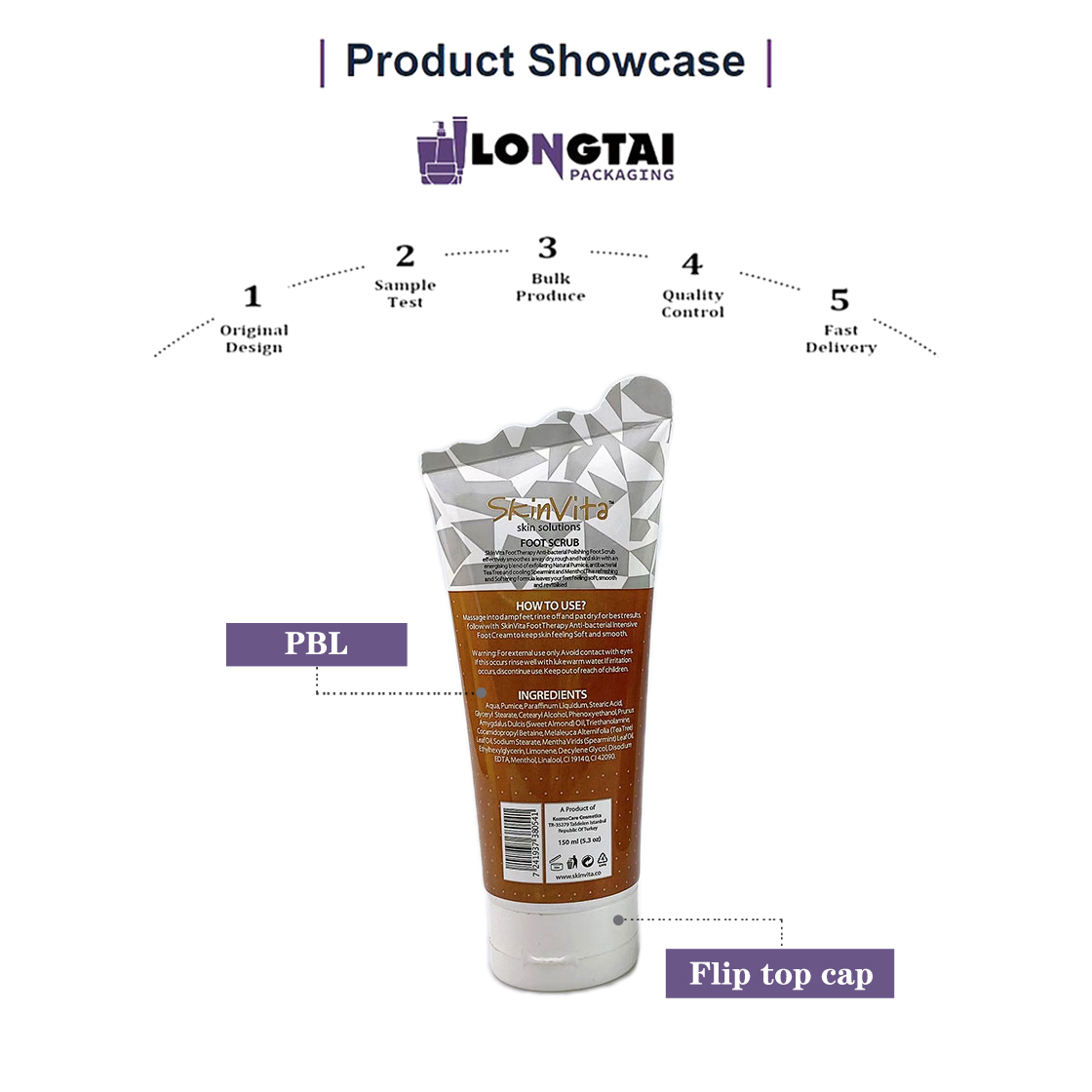 plastic tube with wavy shape sealing tail - Longtai pack