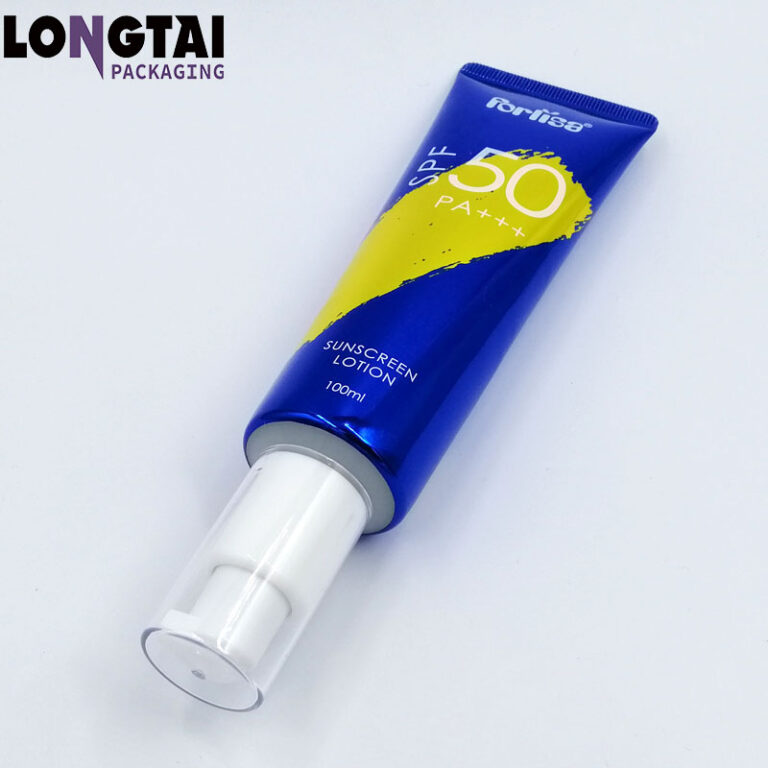 sunscreen lotion soft tube packaging with Airless pump applicator ...