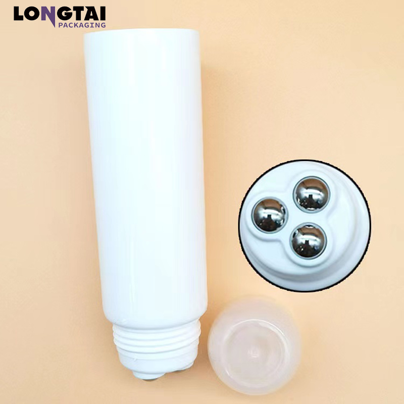 plastic tube with three roller ball massage applicator - Longtai pack